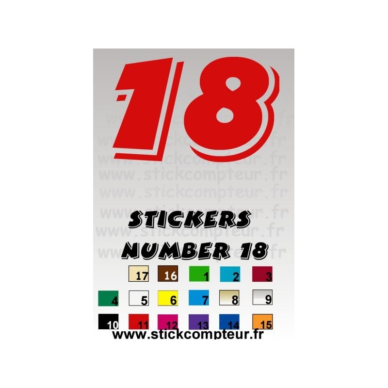 Stickers NUMBER 18 - StickCompteur.com