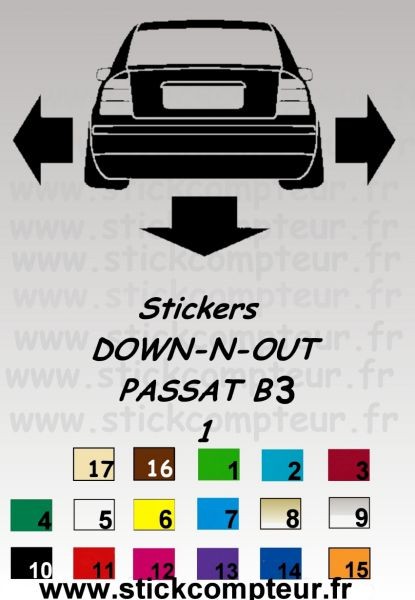 Stickers DOW-N-OUT PASSAT B3 1 - StickCompteur.com