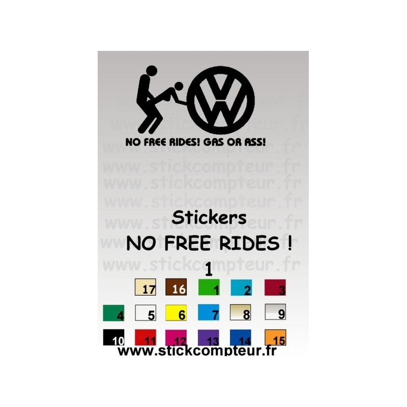 Stickers NO FREE RIDES 1 - StickCompteur.com