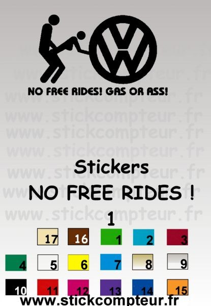Stickers NO FREE RIDES 1 - StickCompteur.com